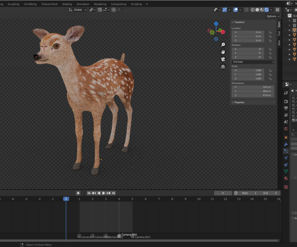 ArtStation - Fur Fawn Deer Rigged and Animated Blender | Game Assets