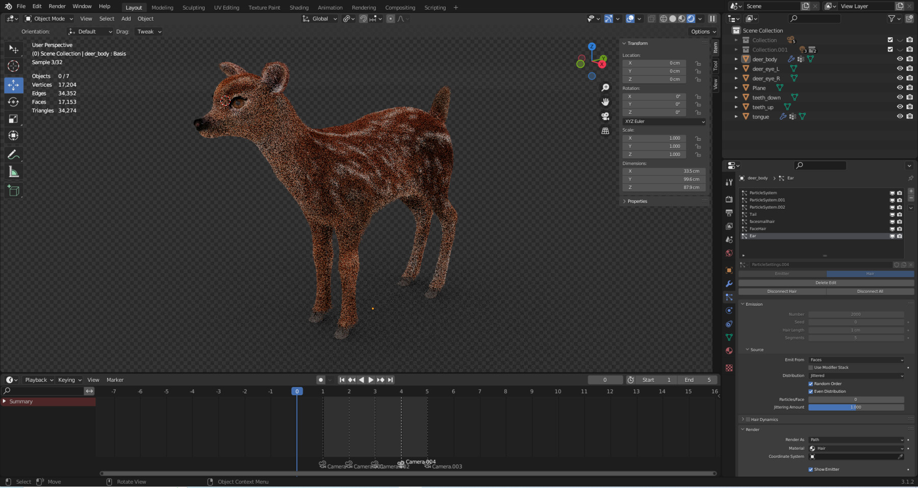 ArtStation - Fur Fawn Deer Rigged and Animated Blender | Game Assets
