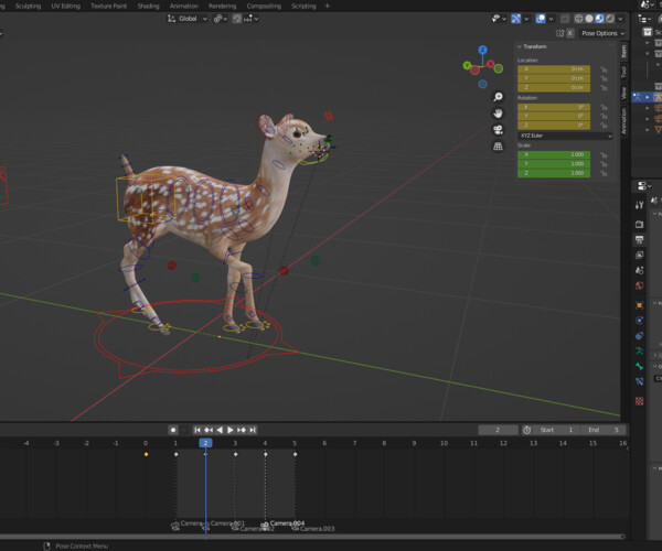 ArtStation - Fur Fawn Deer Rigged and Animated Blender | Game Assets