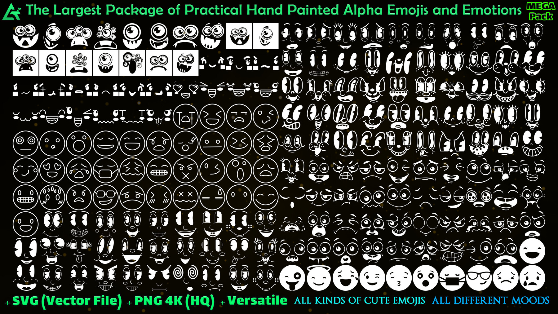 ArtStation - 1500 Hand Painted Alpha Emojis and Emotions for Graffiti ...