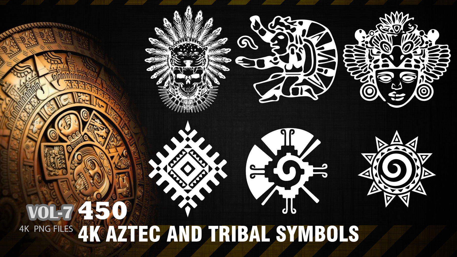 ArtStation - 450 4K AZTEC AND TRIBAL SYMBOLS - VOL7 | Brushes