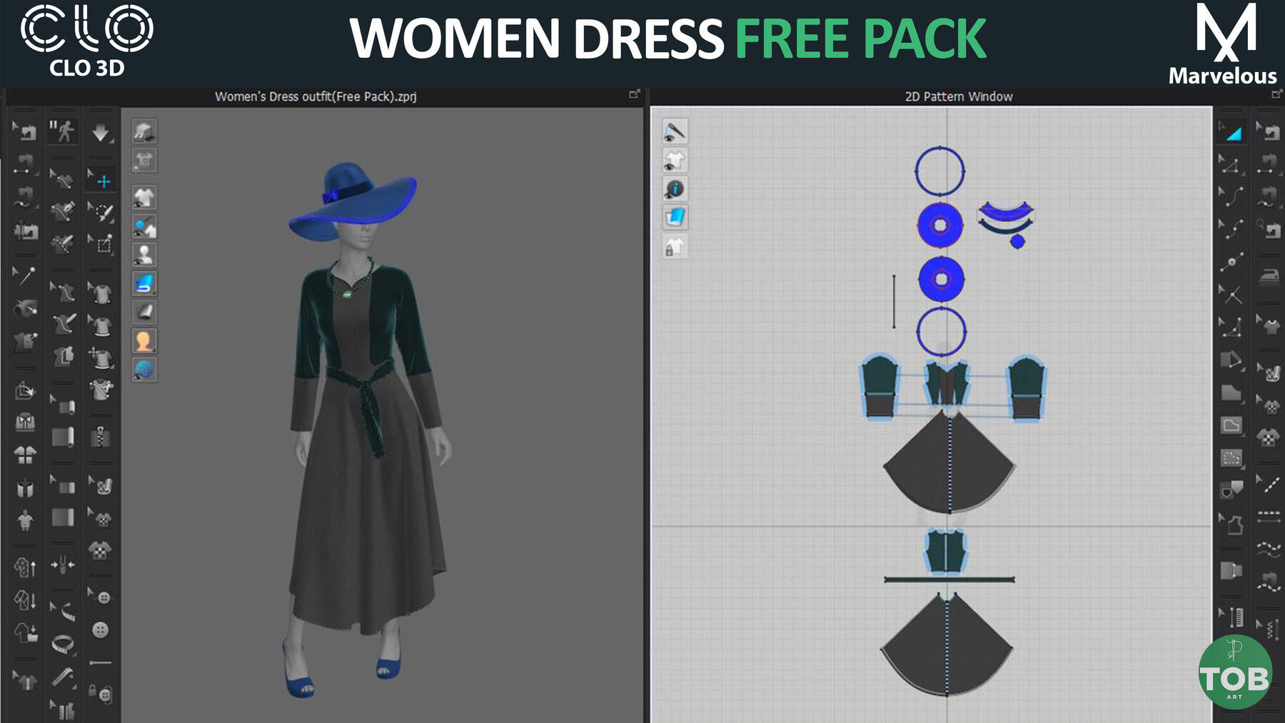 ArtStation - Women's Dress Outfit - TOBart free pack | Game Assets