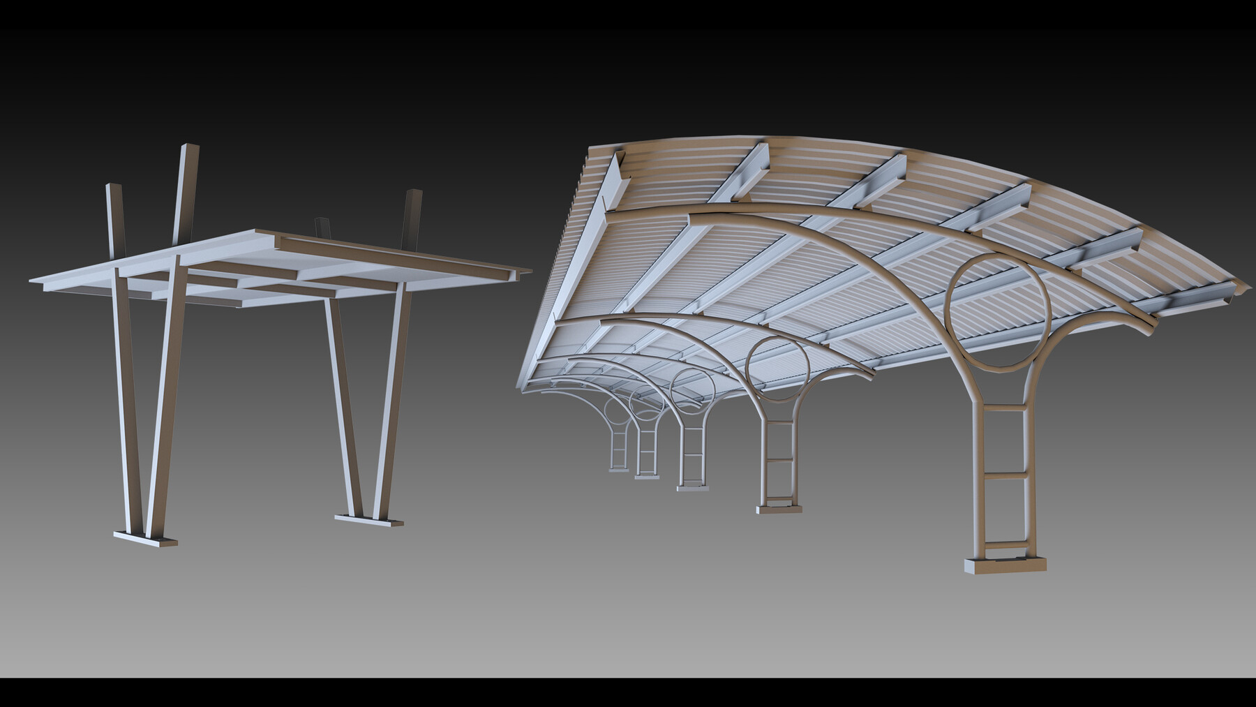 ArtStation - 41 Urban Carports- Kitbash- High detail 3d models | Resources
