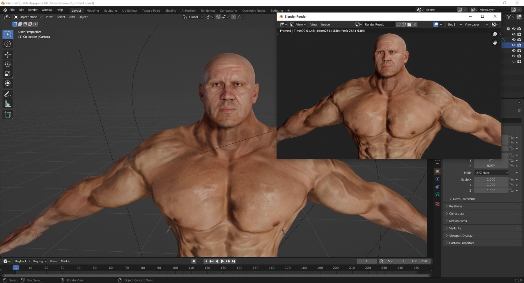 ArtStation - Realistic Male Bodybuilder 3D HQ Low-poly 3D model | Game ...