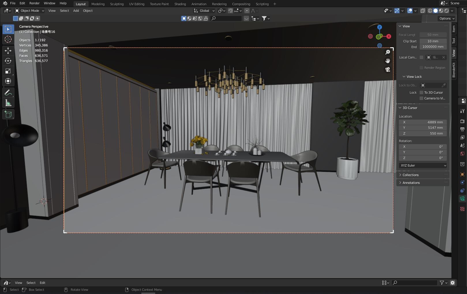 ArtStation - Sence Dining Room Blender 3.x | Game Assets