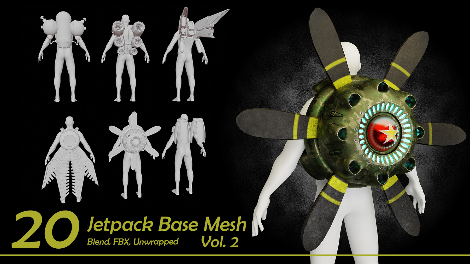 ArtStation - 20 Jetpack & Booster Base Mesh Collection - Vol. 02 ...
