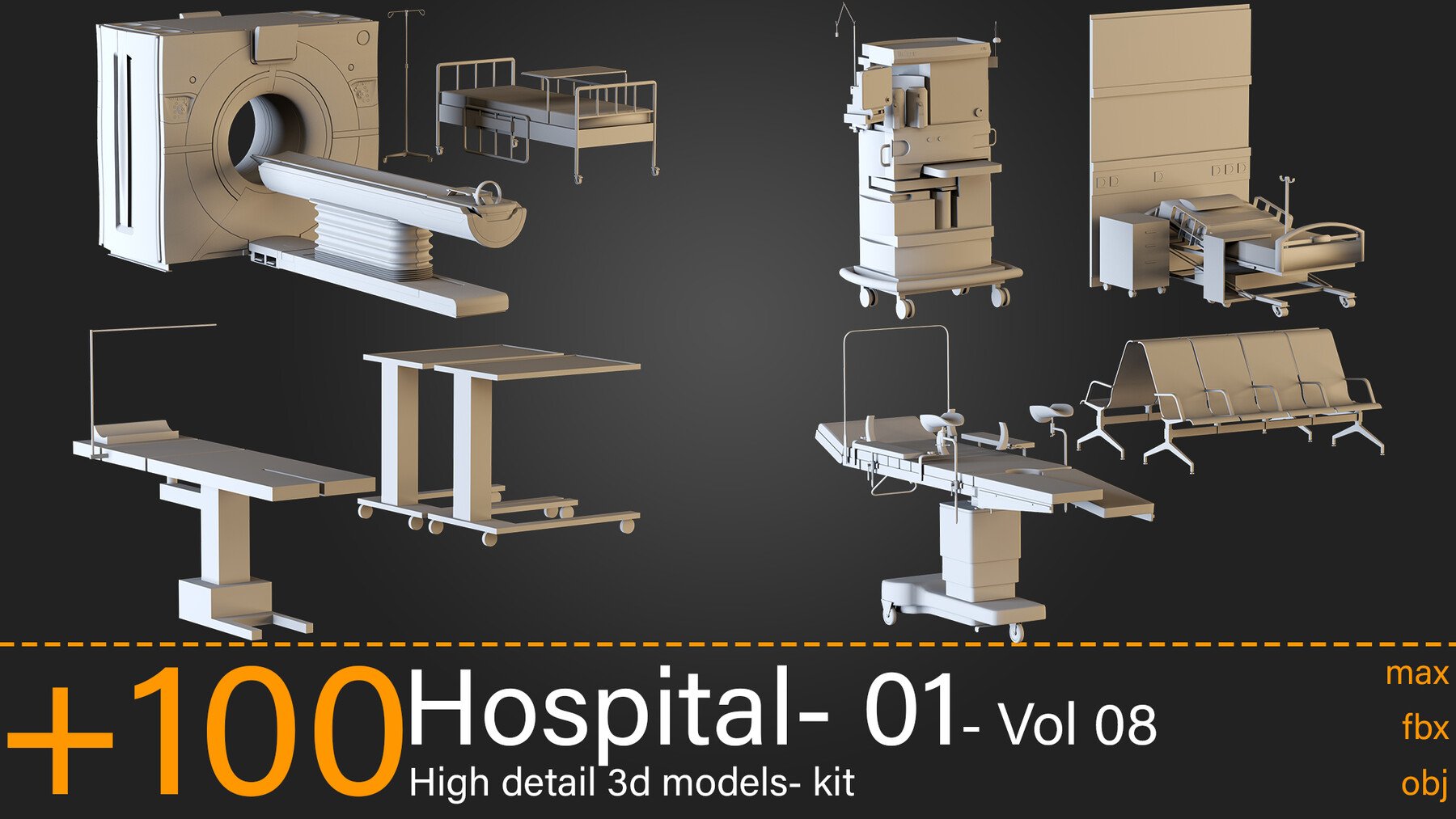 ArtStation - +100- Hospital equipments 01- Vol 08- 3d models-max.fbx ...