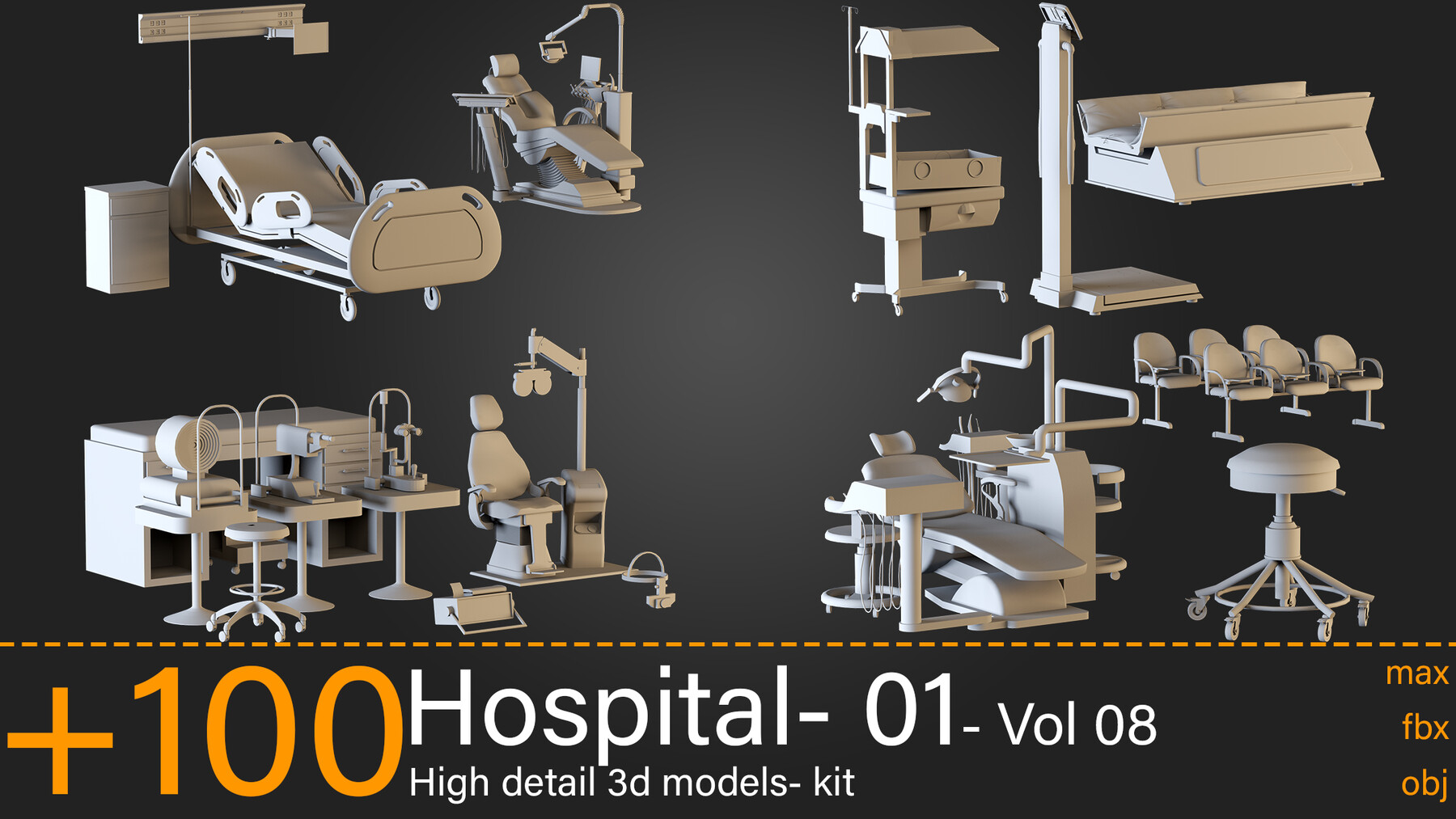 ArtStation - +100- Hospital equipments 01- Vol 08- 3d models-max.fbx.obj | Resources