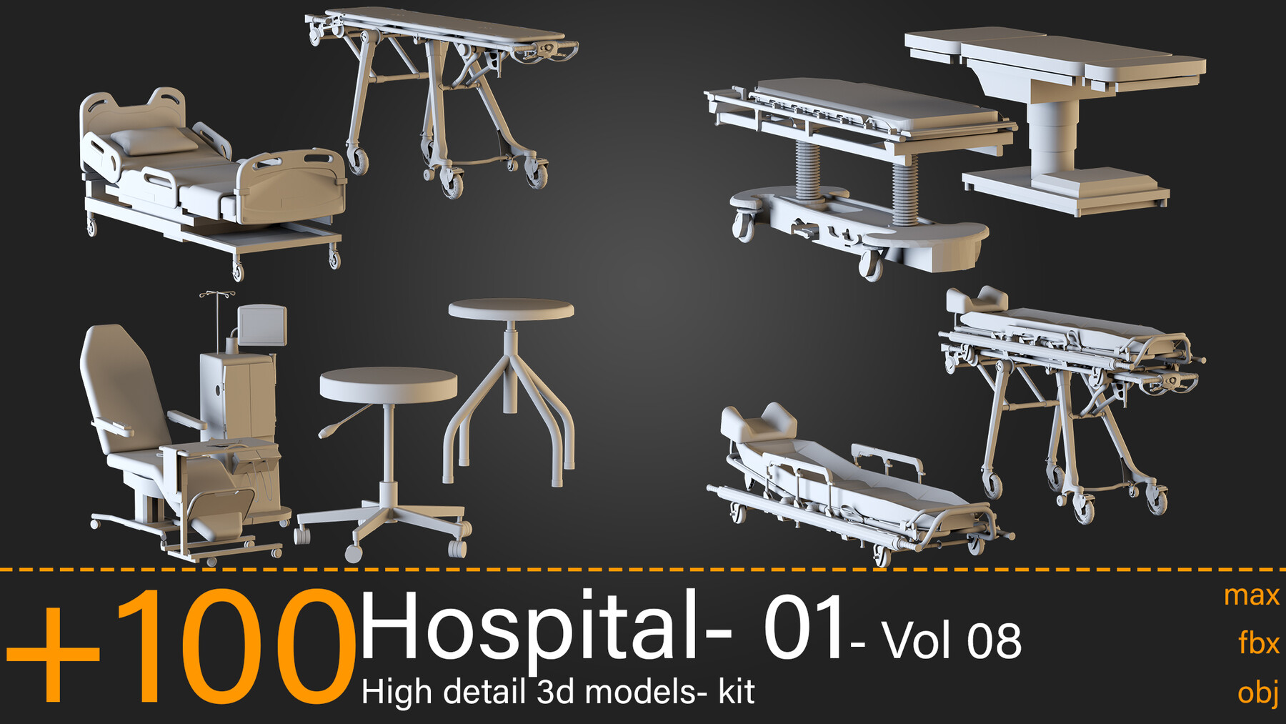 ArtStation - +100- Hospital equipments 01- Vol 08- 3d models-max.fbx.obj | Resources