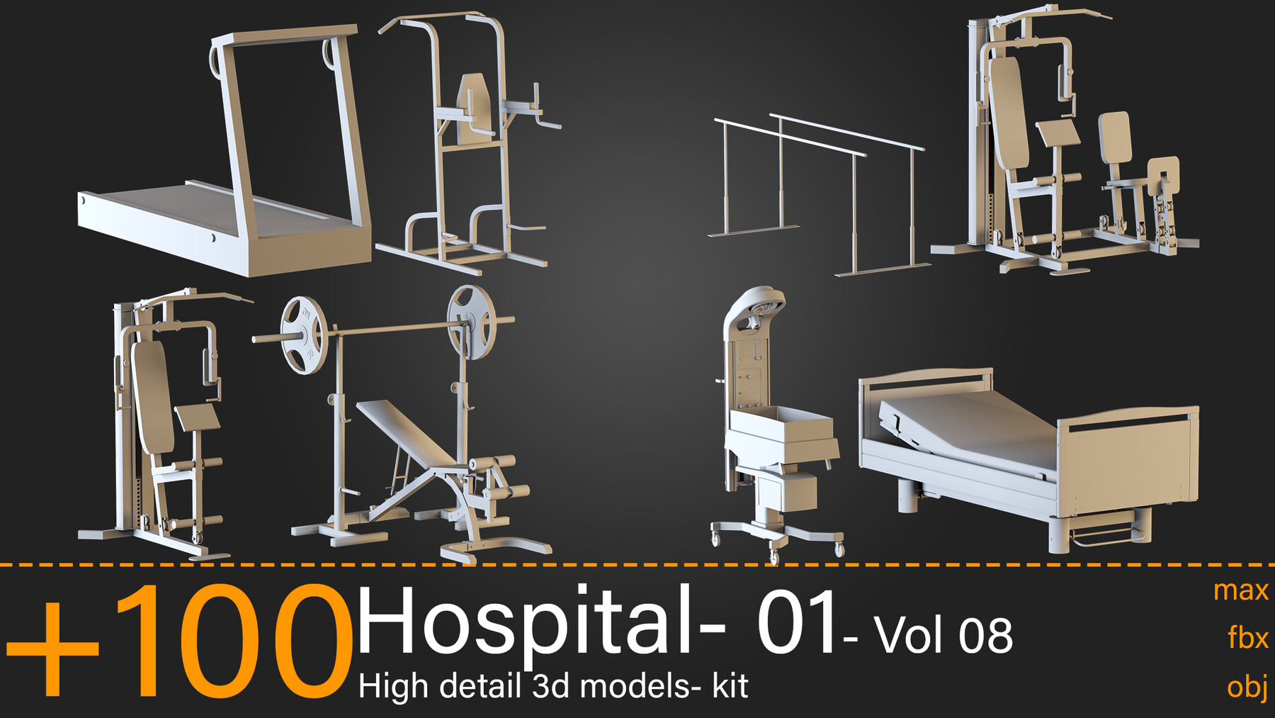 ArtStation - +100- Hospital equipments 01- Vol 08- 3d models-max.fbx.obj | Resources