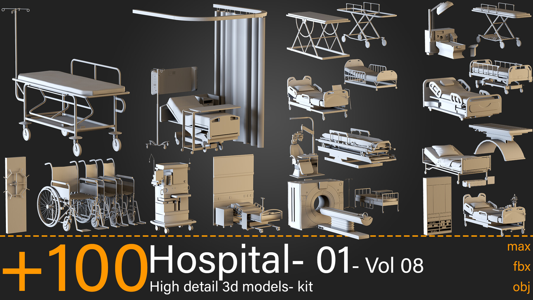 ArtStation - +100- Hospital equipments 01- Vol 08- 3d models-max.fbx ...
