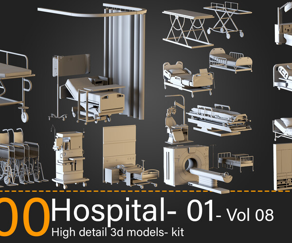 ArtStation - +100- Hospital equipments 01- Vol 08- 3d models-max.fbx ...