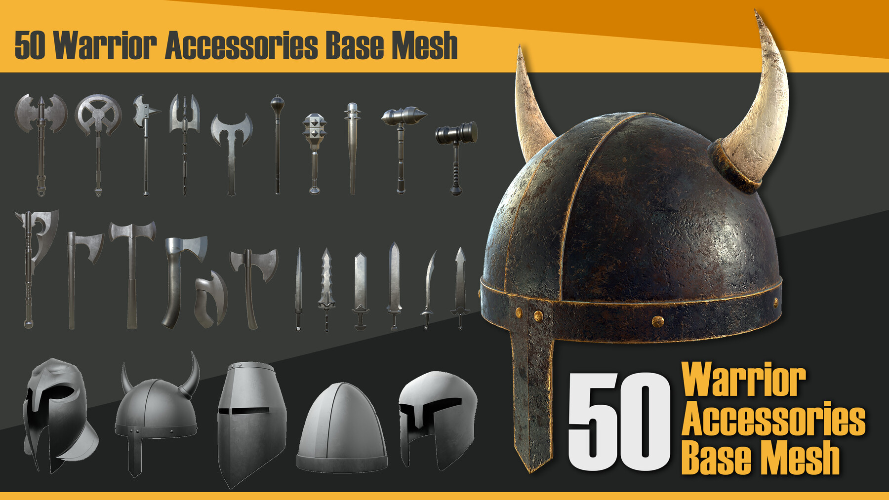 ArtStation - 50 Warrior Accessories Basemesh | Game Assets