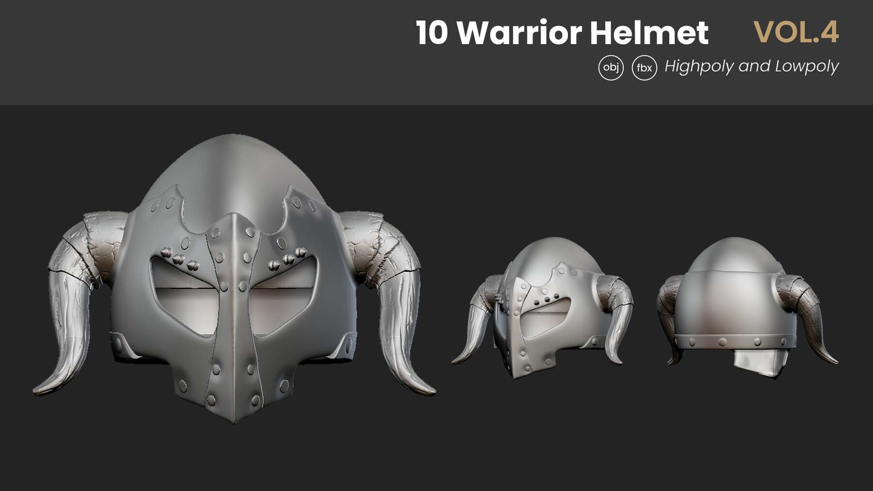 ArtStation - 10 Warrior Helmets (Highpoly and Lowpoly) Vol. 04 | Game Assets