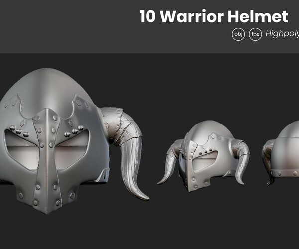 ArtStation - 10 Warrior Helmets (Highpoly and Lowpoly) Vol. 04 | Game Assets