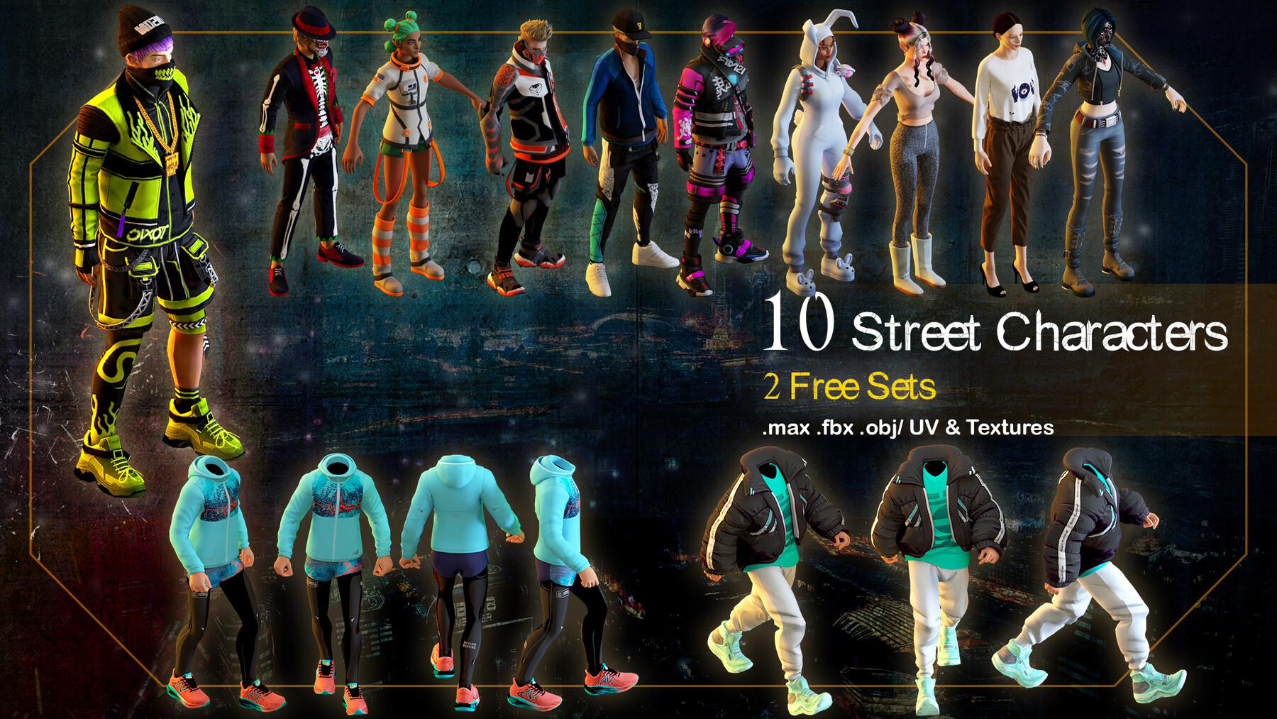 ArtStation - 10 Street Characters_ 2 Free Sets_ 3d model | Resources