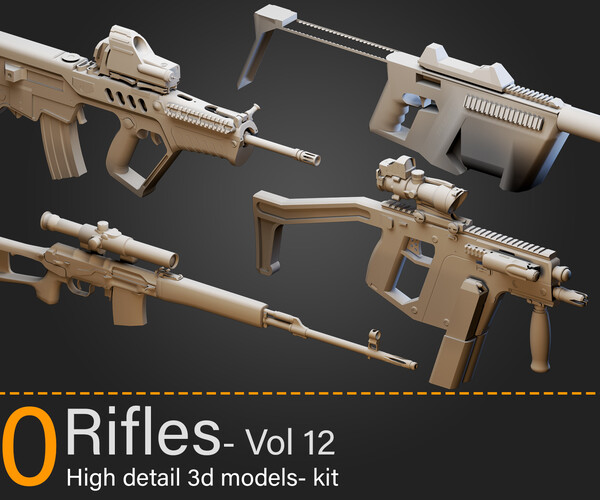 ArtStation - +90- Rifles- Vol 12- 3d models-max.fbx.obj | Resources
