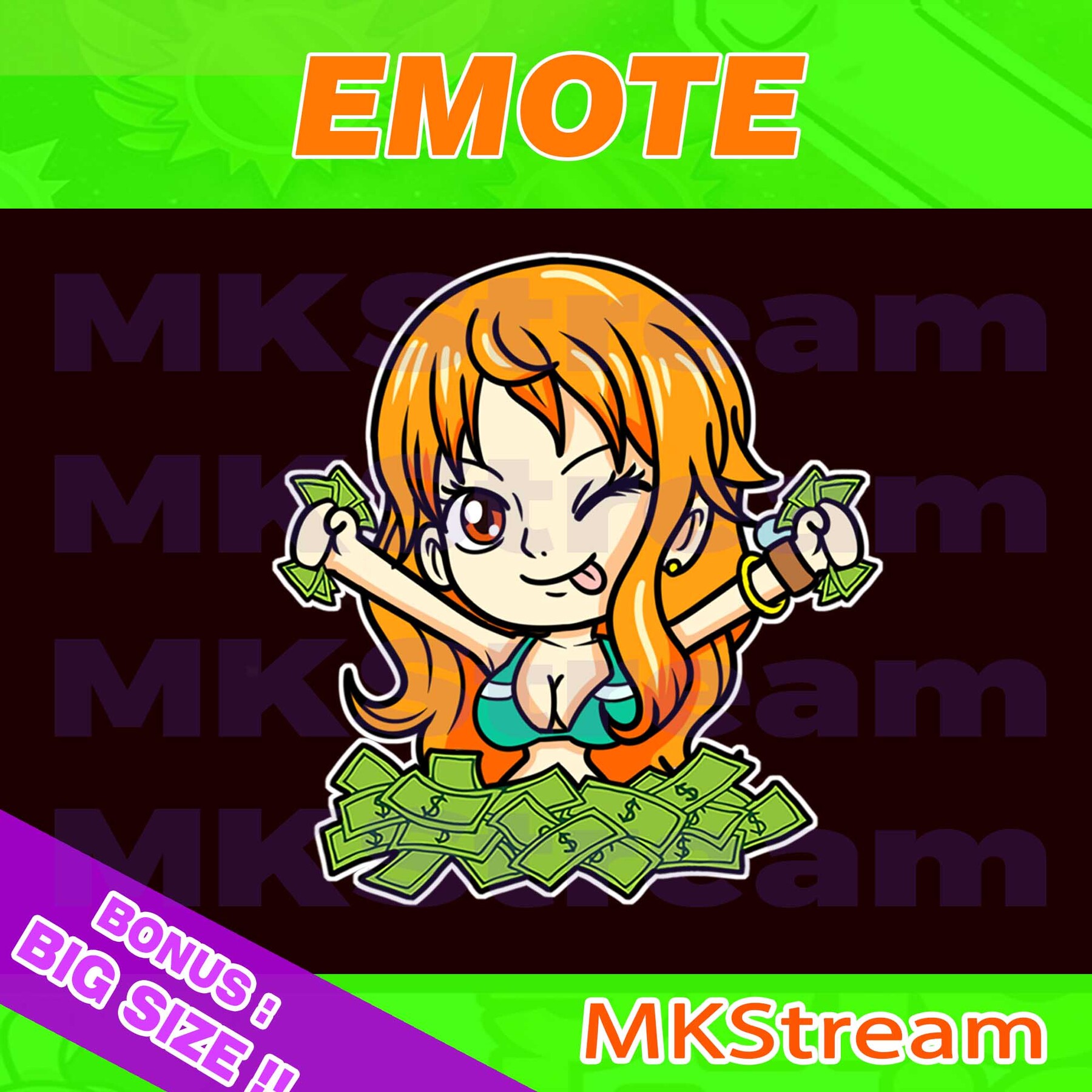 ArtStation - Twitch emotes cute nami rich money | Artworks