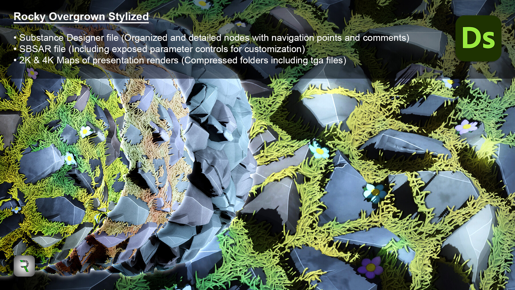 ArtStation - Overgrown Rocks Stylized 1.0 | Game Assets