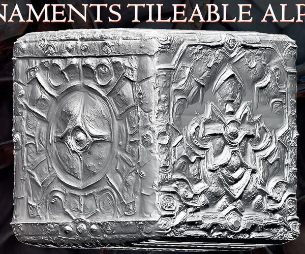 ArtStation - Ornaments Tileable Alphas (Displacement Maps) for ZBrush ...