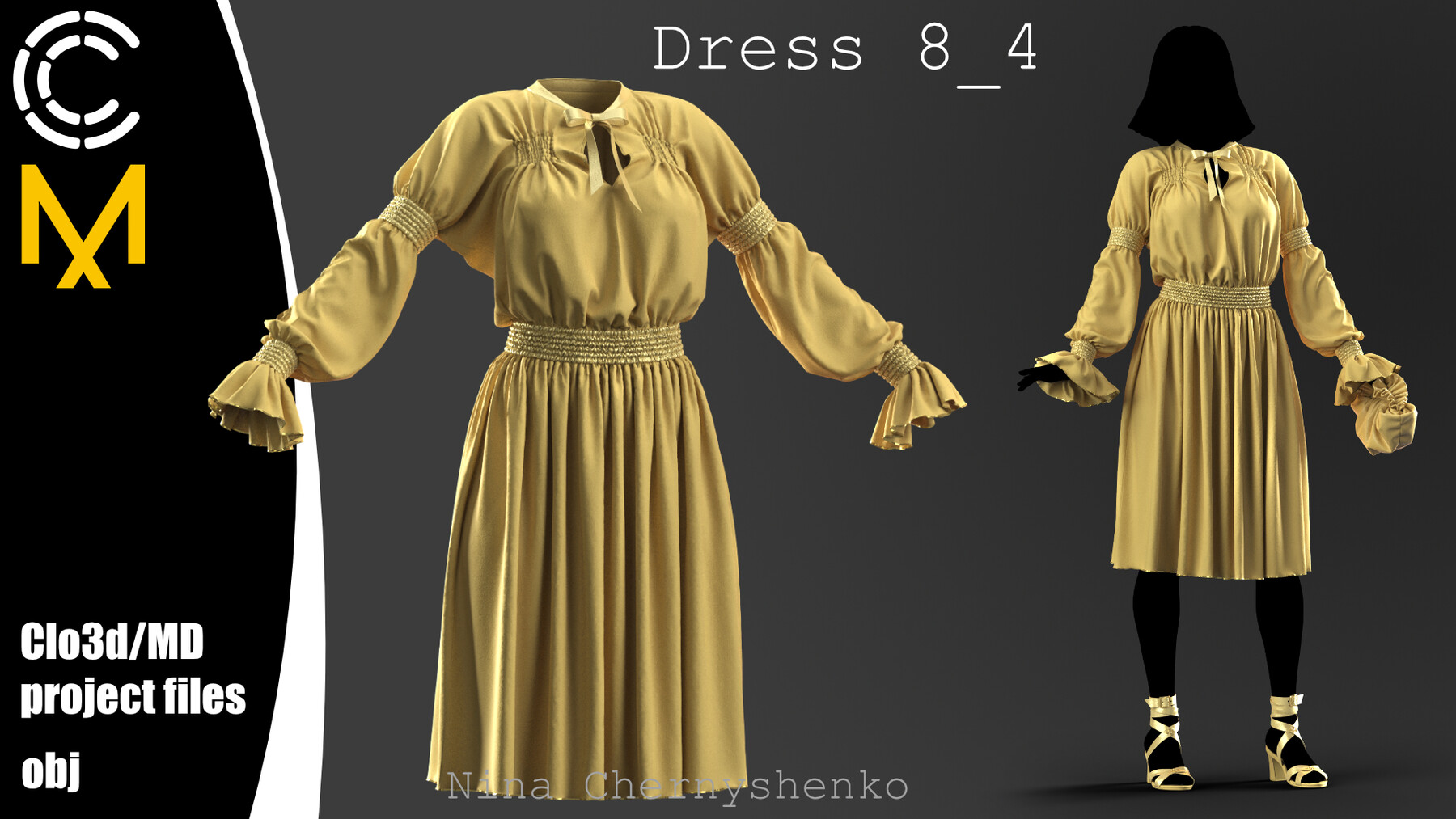 ArtStation - Dress 8_4. Marvelous Designer/Clo3d project + OBJ. | Resources