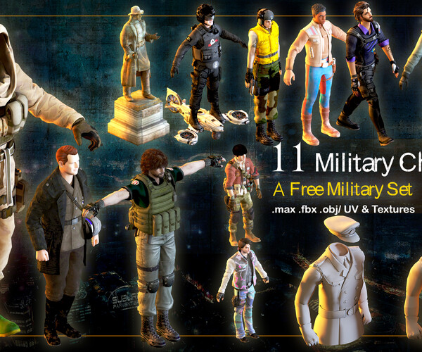 ArtStation - 11 Military Characters_ A Free Military set_ 3d model ...