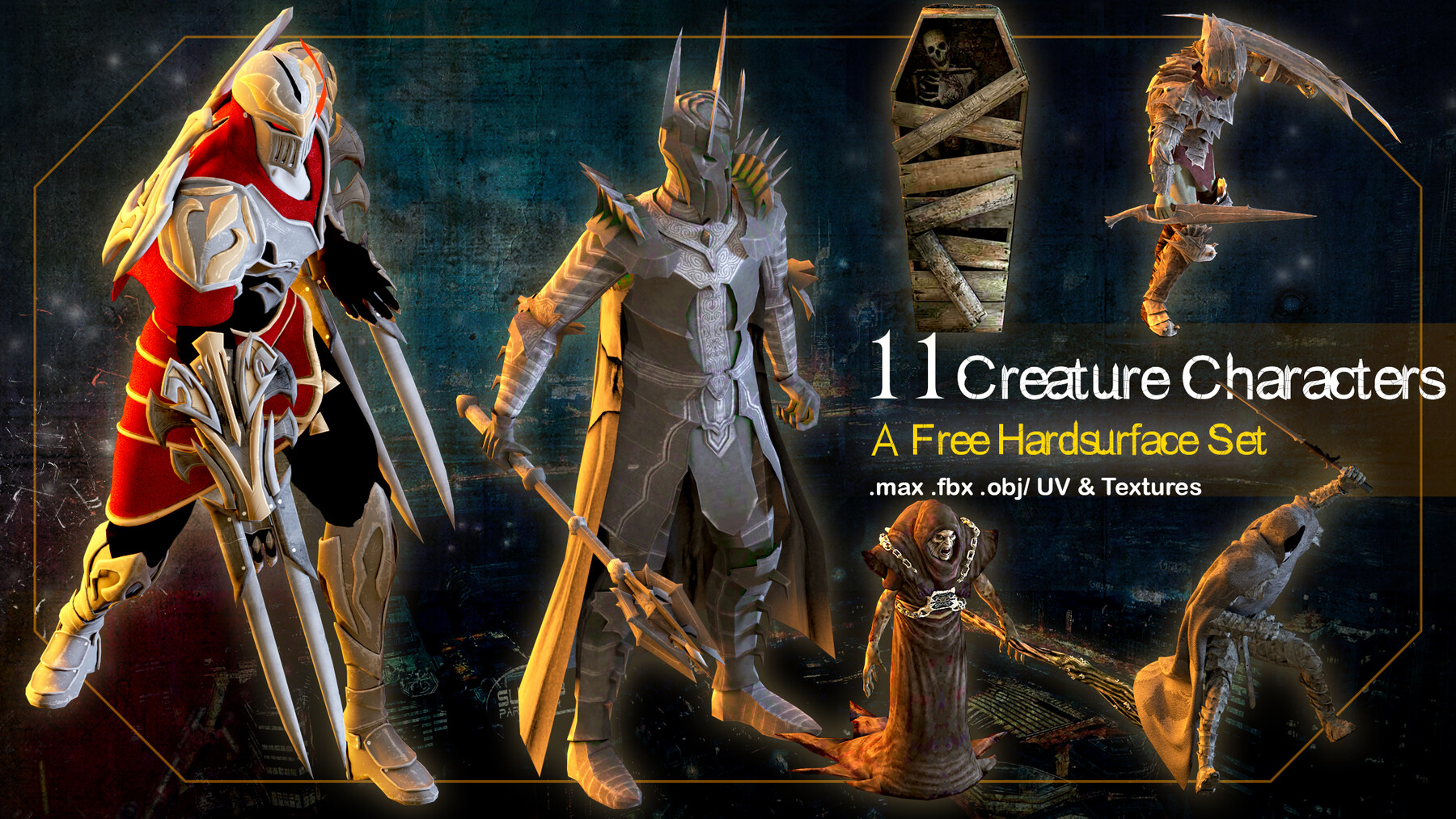 ArtStation - 11 Creature Characters_ A Free Hardsurface Set_ 3d model ...