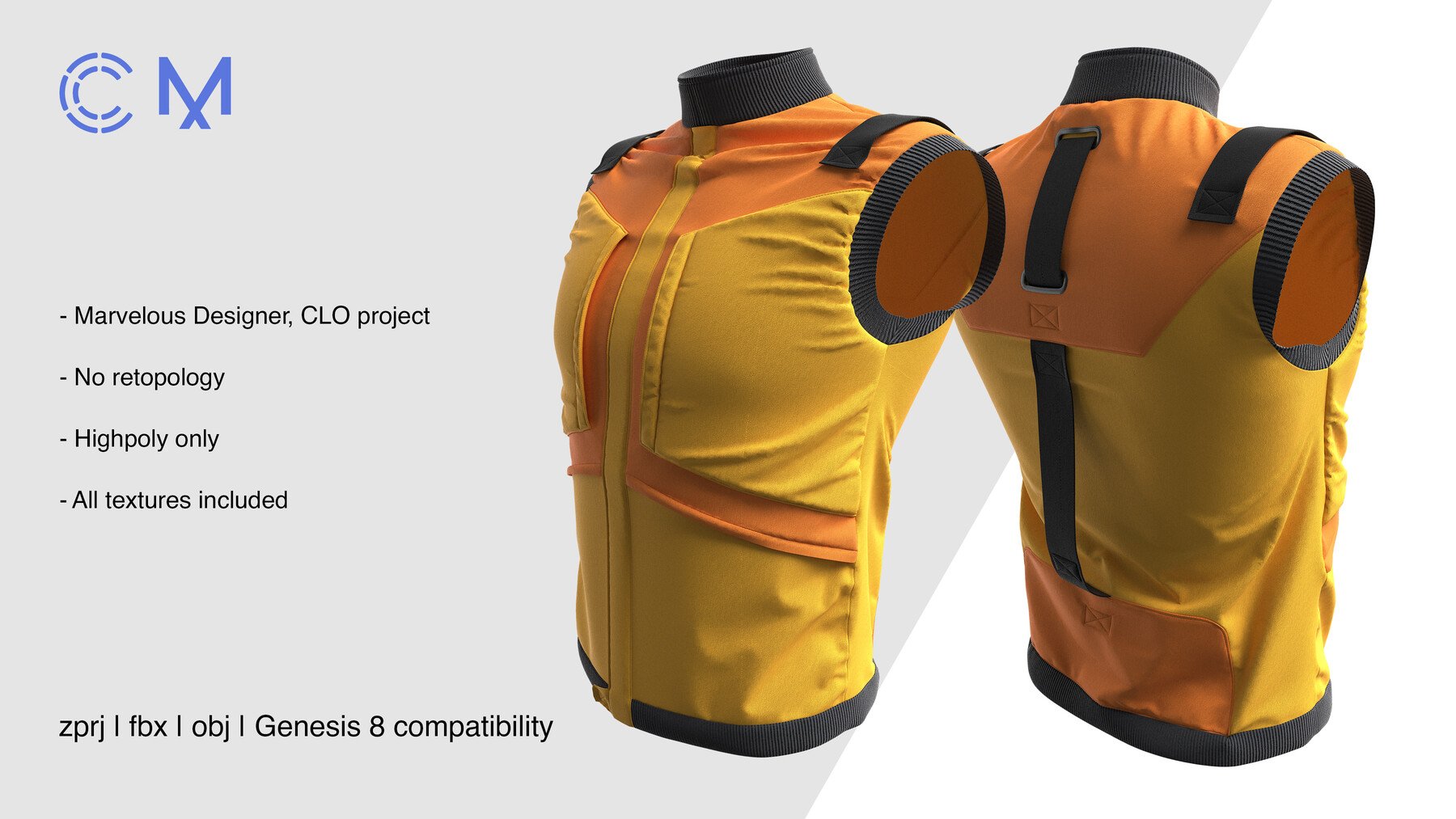 ArtStation - Male Active Vest | Marvelous Designer | CLO3D project ...