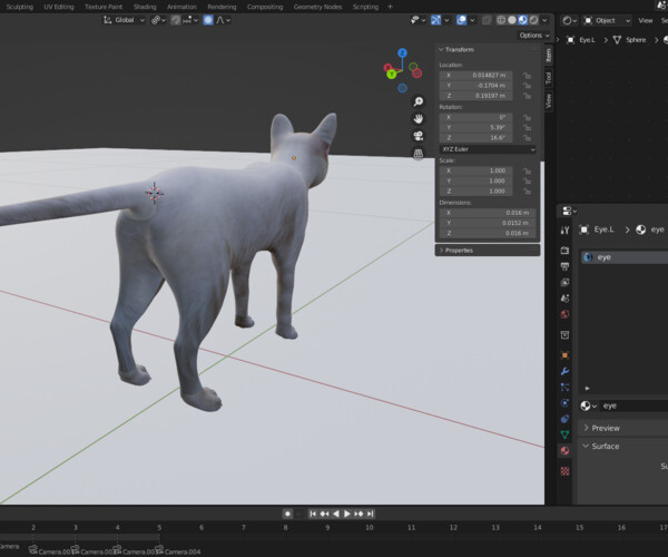 ArtStation - Fur Cat White Rigged and Animated in Blender | Game Assets