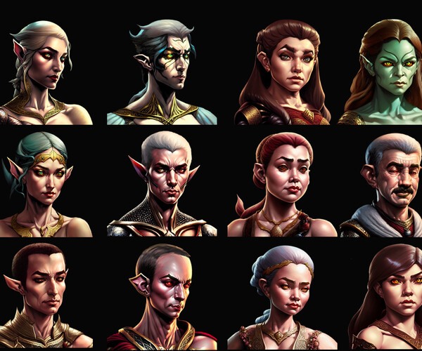 Artstation Fantasy Characters Avatar Icons Rpg Bundle Game Assets