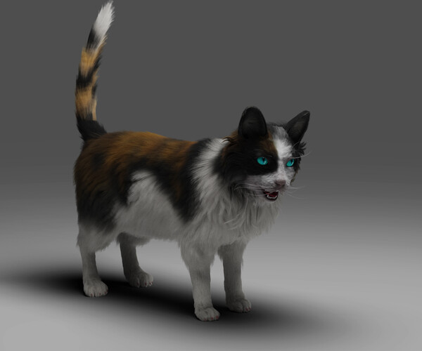ArtStation - Fur Calico Cat Rigged and Animated | Game Assets