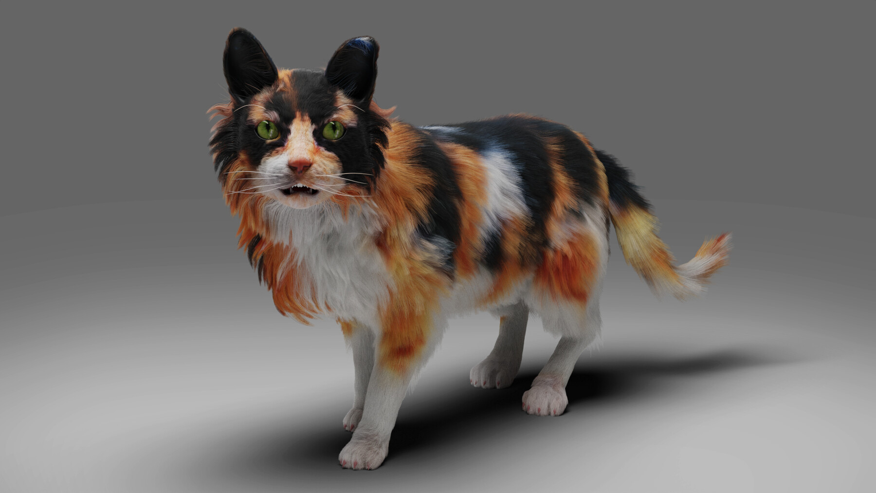 ArtStation - Fur Calico Cat V04 Rigged and Animated | Game Assets