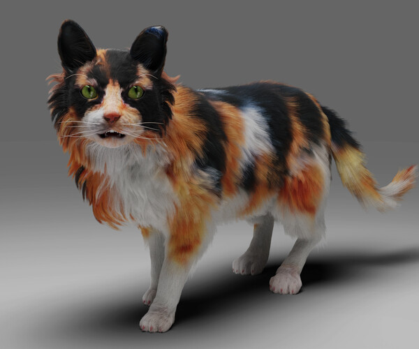 ArtStation - Fur Calico Cat V04 Rigged and Animated | Game Assets
