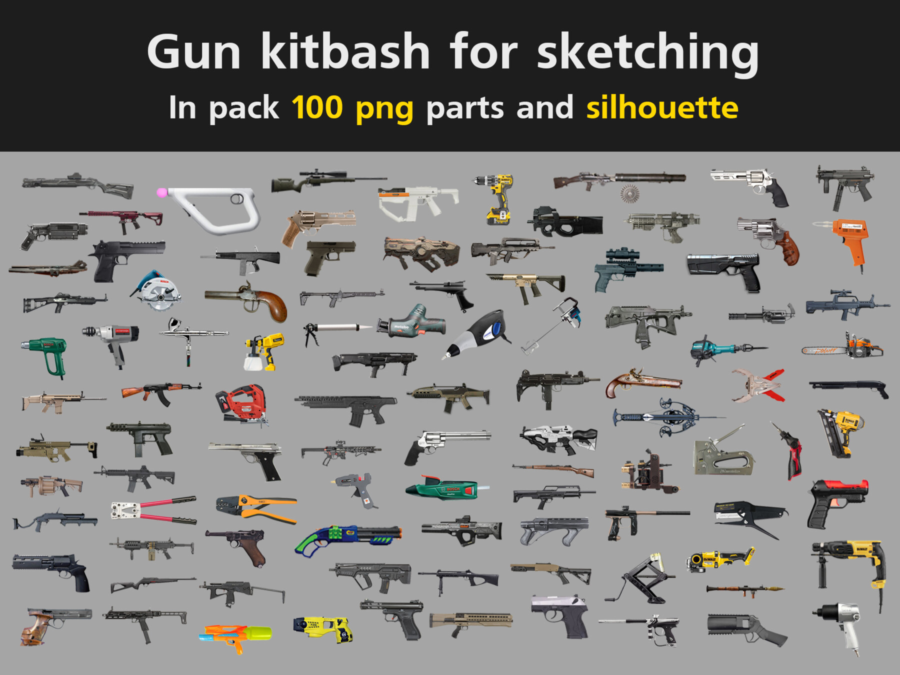ArtStation - Gun Kitbash pack | Artworks