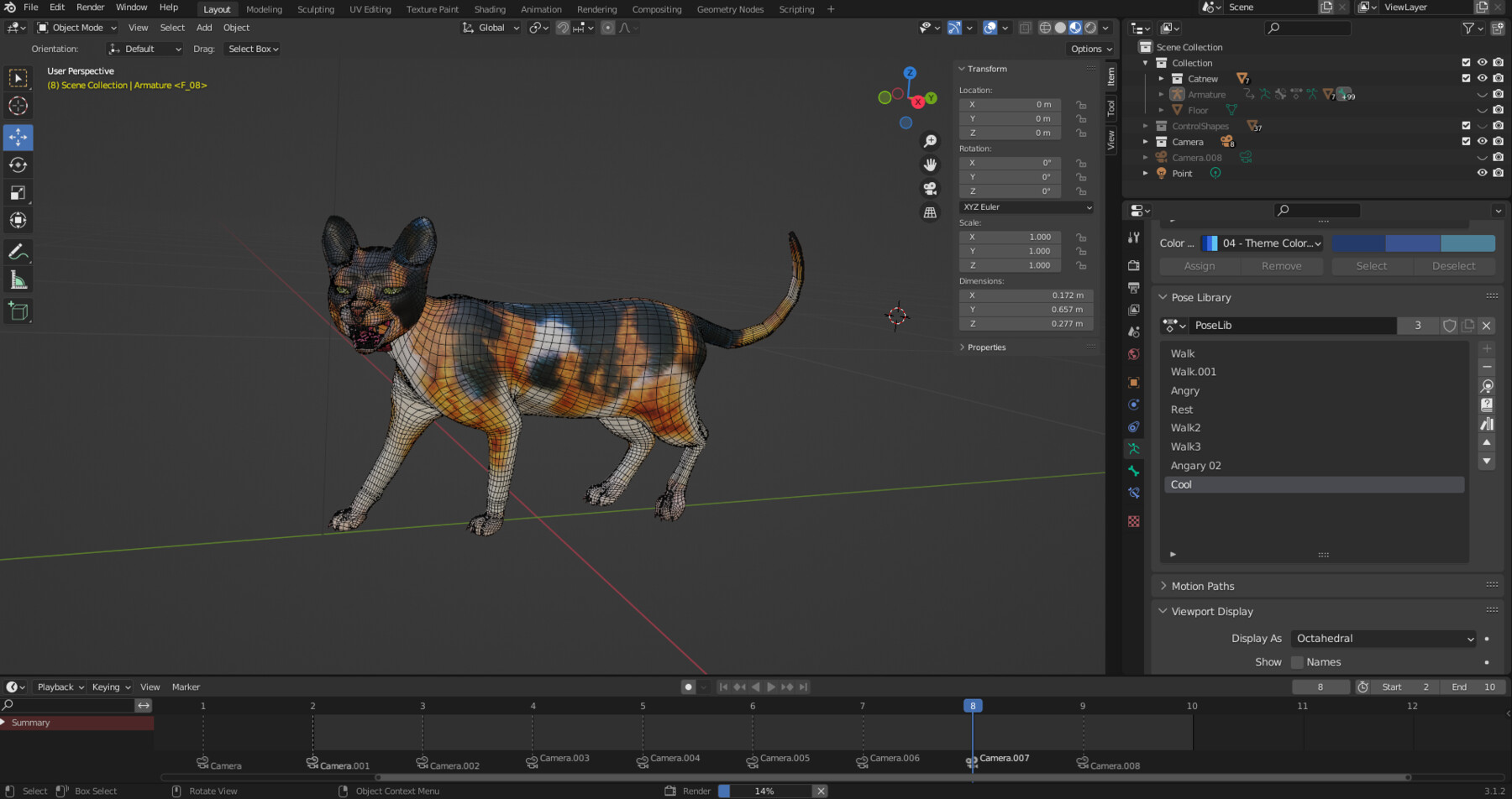 ArtStation - Fur Calico Cat V04 Rigged and Animated | Game Assets