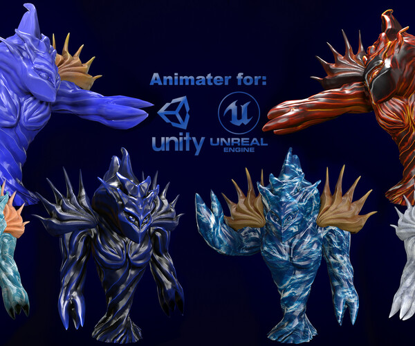 ArtStation - Low-poly model of the character Water Elemental | Game Assets