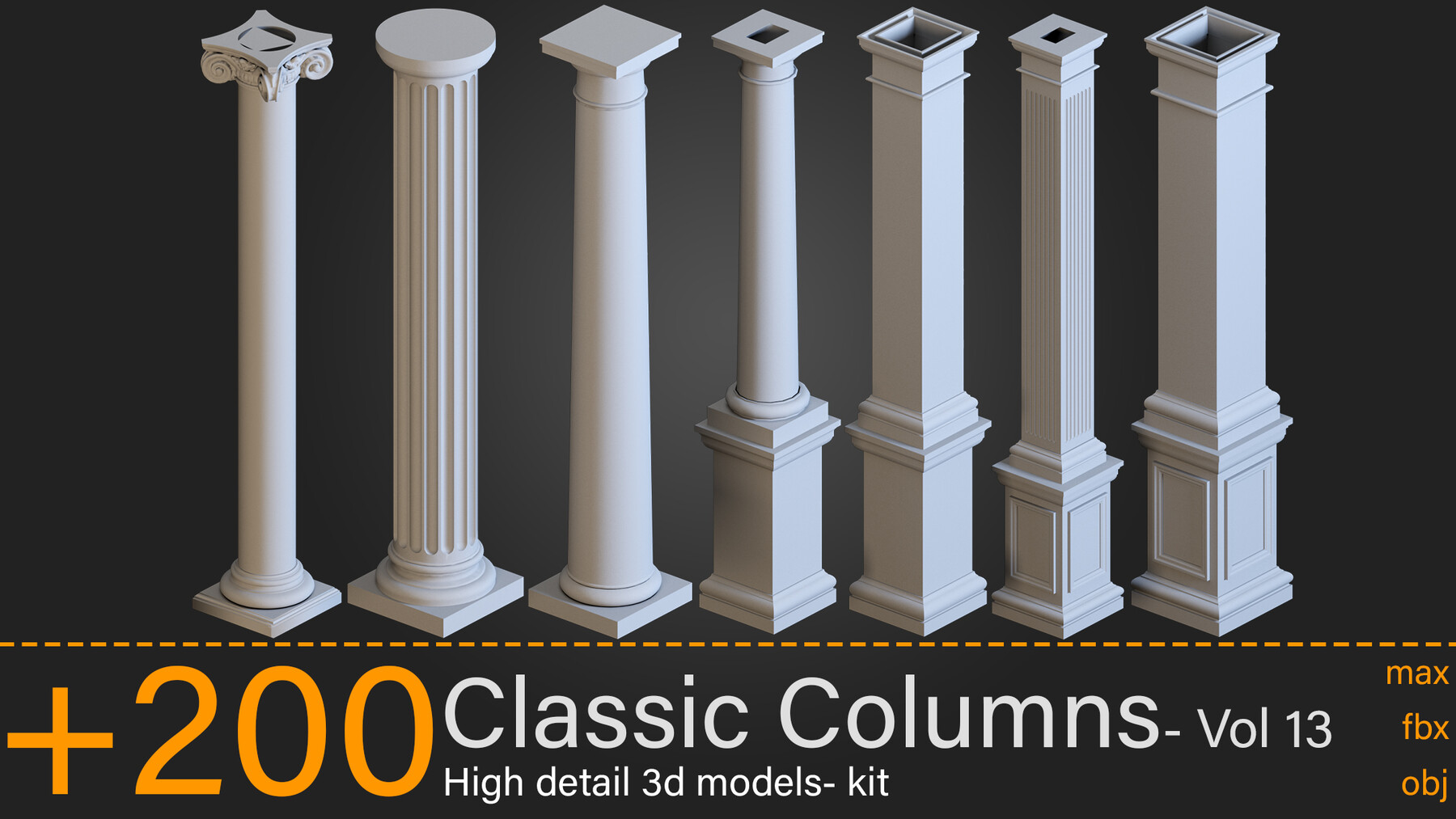 ArtStation - +200- Classic Columns- Vol 13- 3d models-max.fbx.obj ...