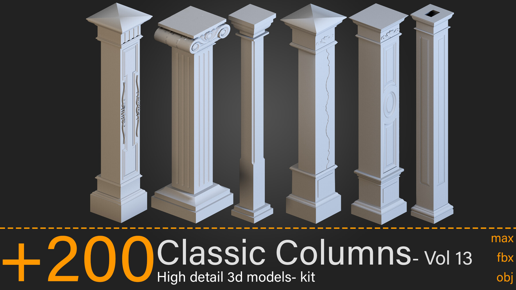 ArtStation - +200- Classic Columns- Vol 13- 3d models-max.fbx.obj ...