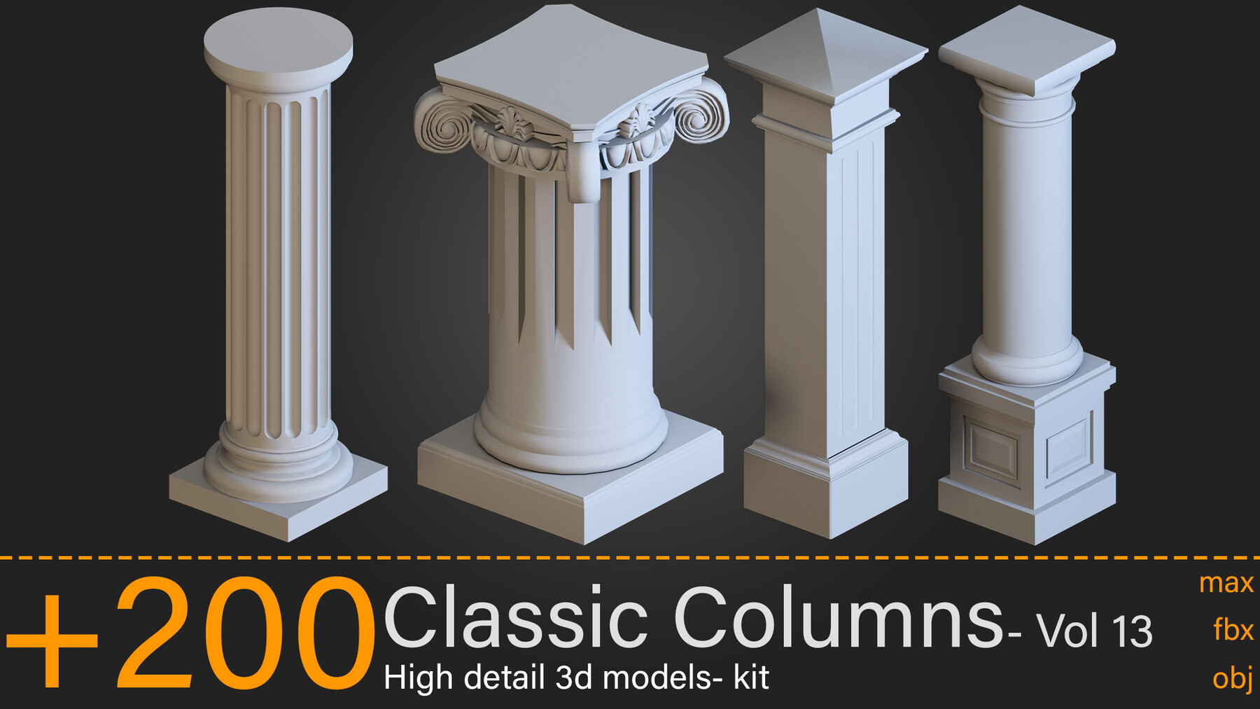 ArtStation - +200- Classic Columns- Vol 13- 3d models-max.fbx.obj ...