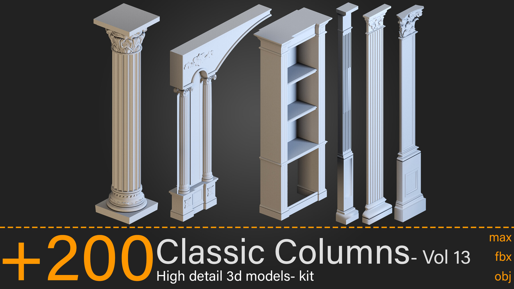 ArtStation - +200- Classic Columns- Vol 13- 3d models-max.fbx.obj ...