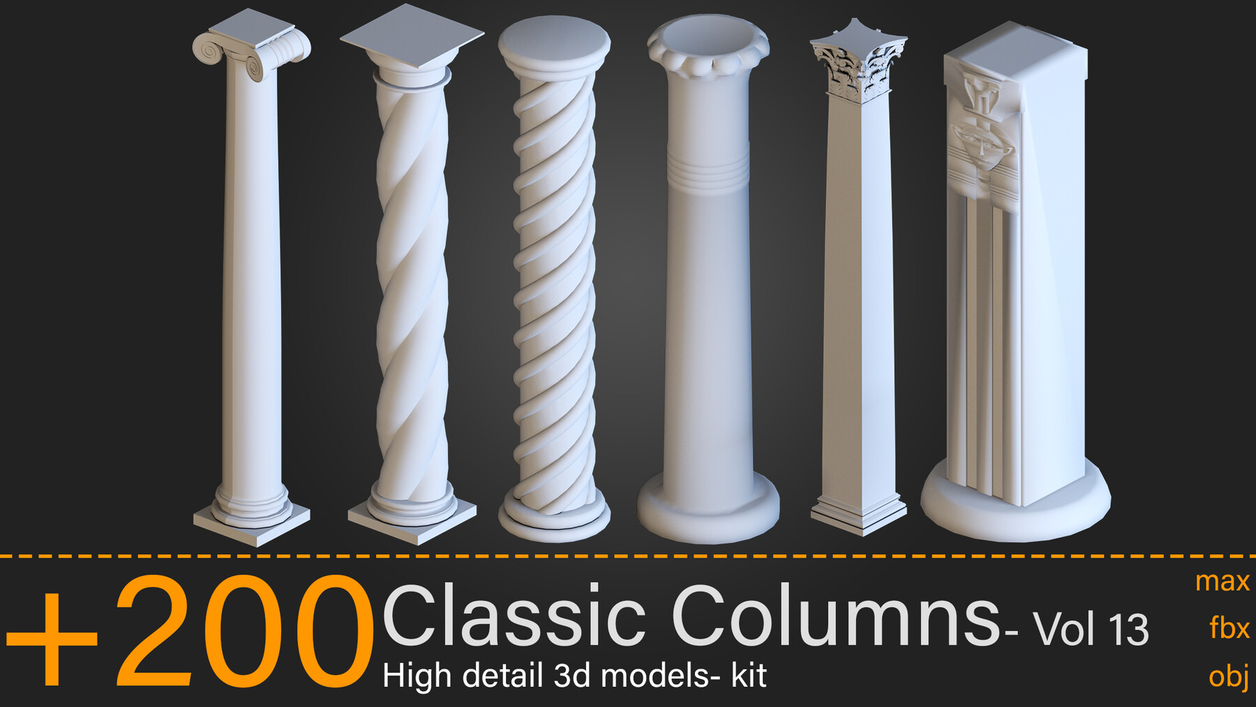 ArtStation - +200- Classic Columns- Vol 13- 3d models-max.fbx.obj ...
