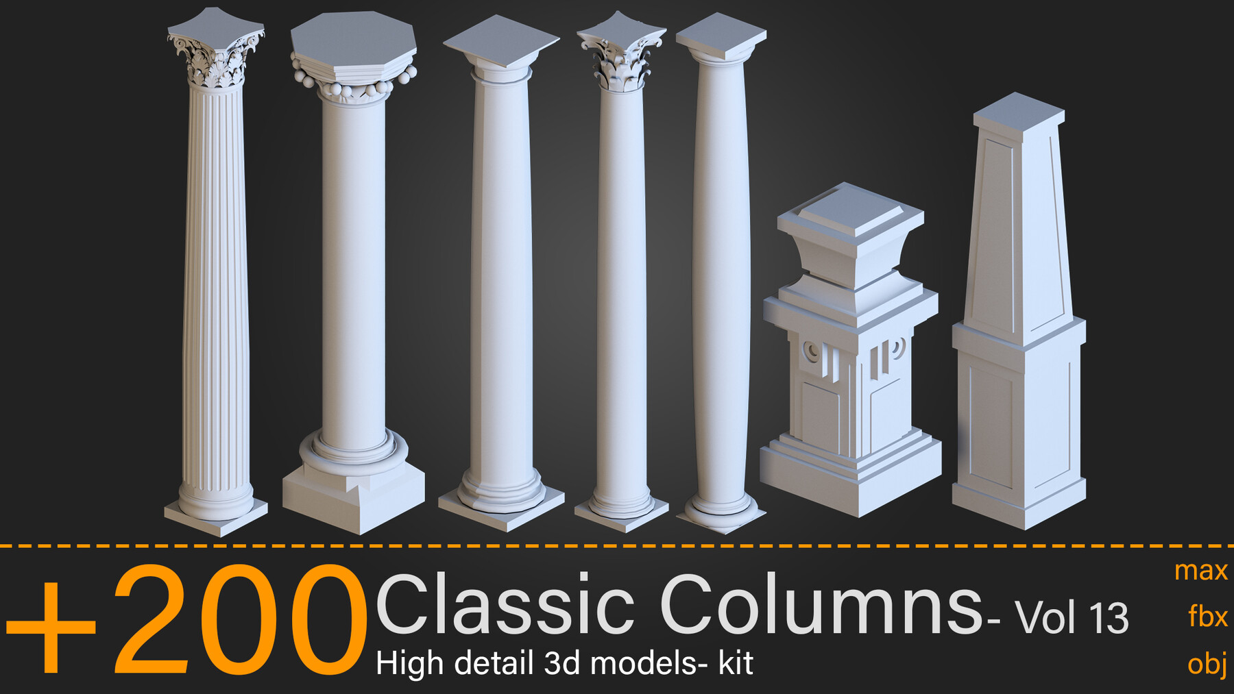 ArtStation - +200- Classic Columns- Vol 13- 3d models-max.fbx.obj ...