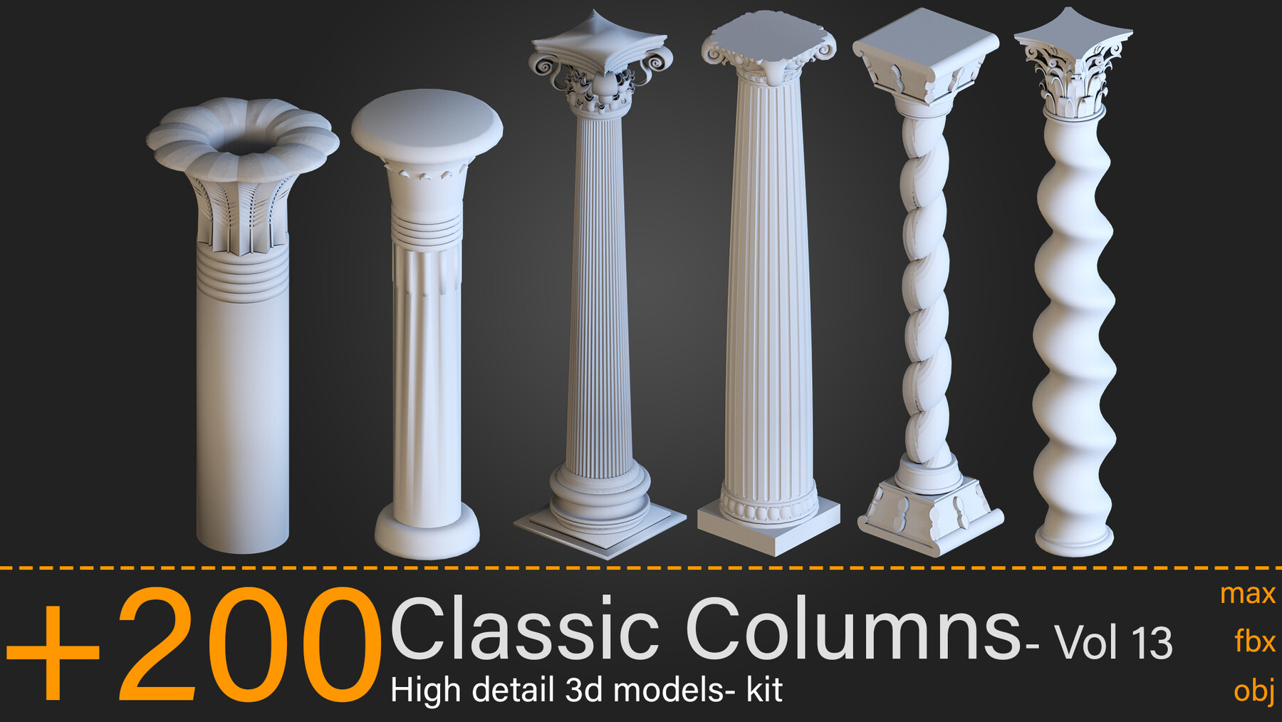 ArtStation - +200- Classic Columns- Vol 13- 3d models-max.fbx.obj ...