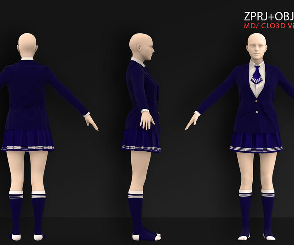 ArtStation - 4 SCHOOL UNIFORM with BAG & SHOES PACK with TEXTURES (VOL ...
