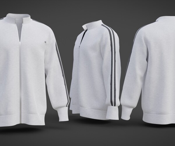 ArtStation - white trackshirt - male sweatshirt jacket 3D model | Resources
