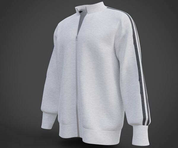 ArtStation - white trackshirt - male sweatshirt jacket 3D model | Resources
