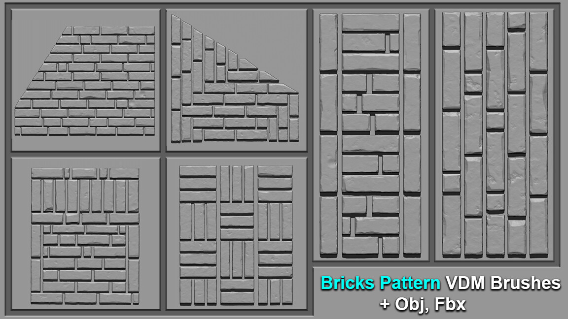 ArtStation - Bricks Pattern VDM Brushes + Obj, Fbx | Brushes