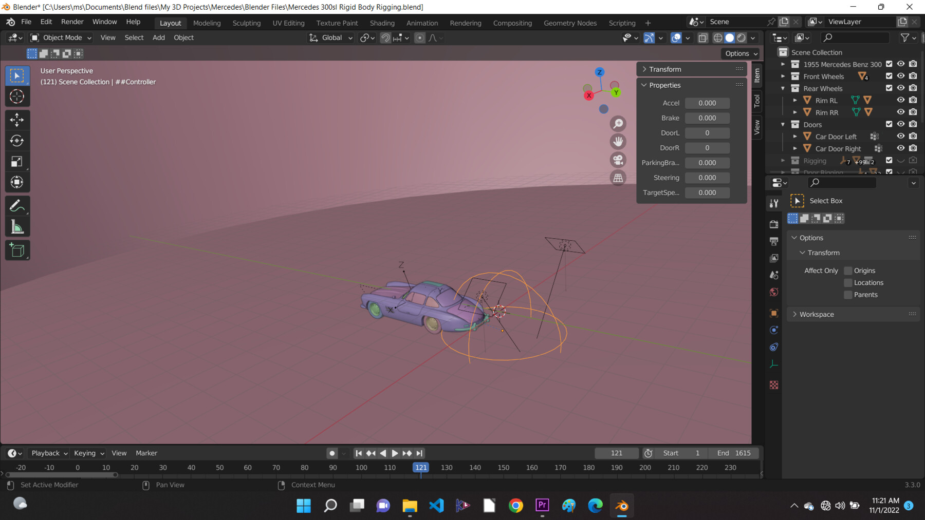 ArtStation - Mercedes Benz 300 SL Rigged with Blender Rigid Body ...