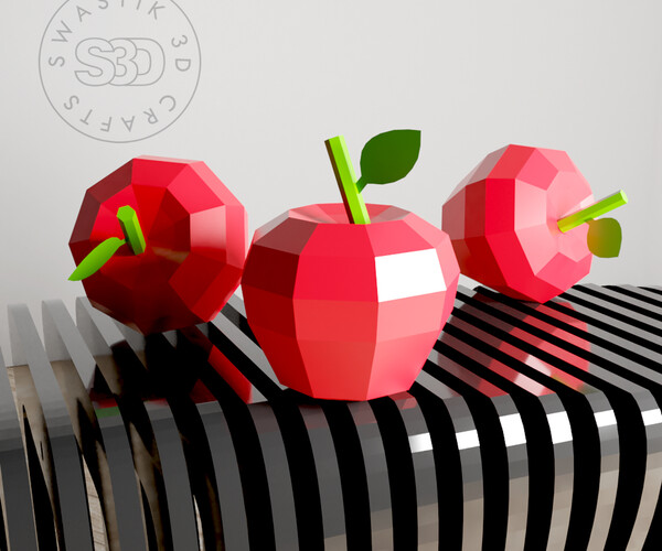 ArtStation - PDF Template of Apple Fruit Papercraft / 3D Apple ...