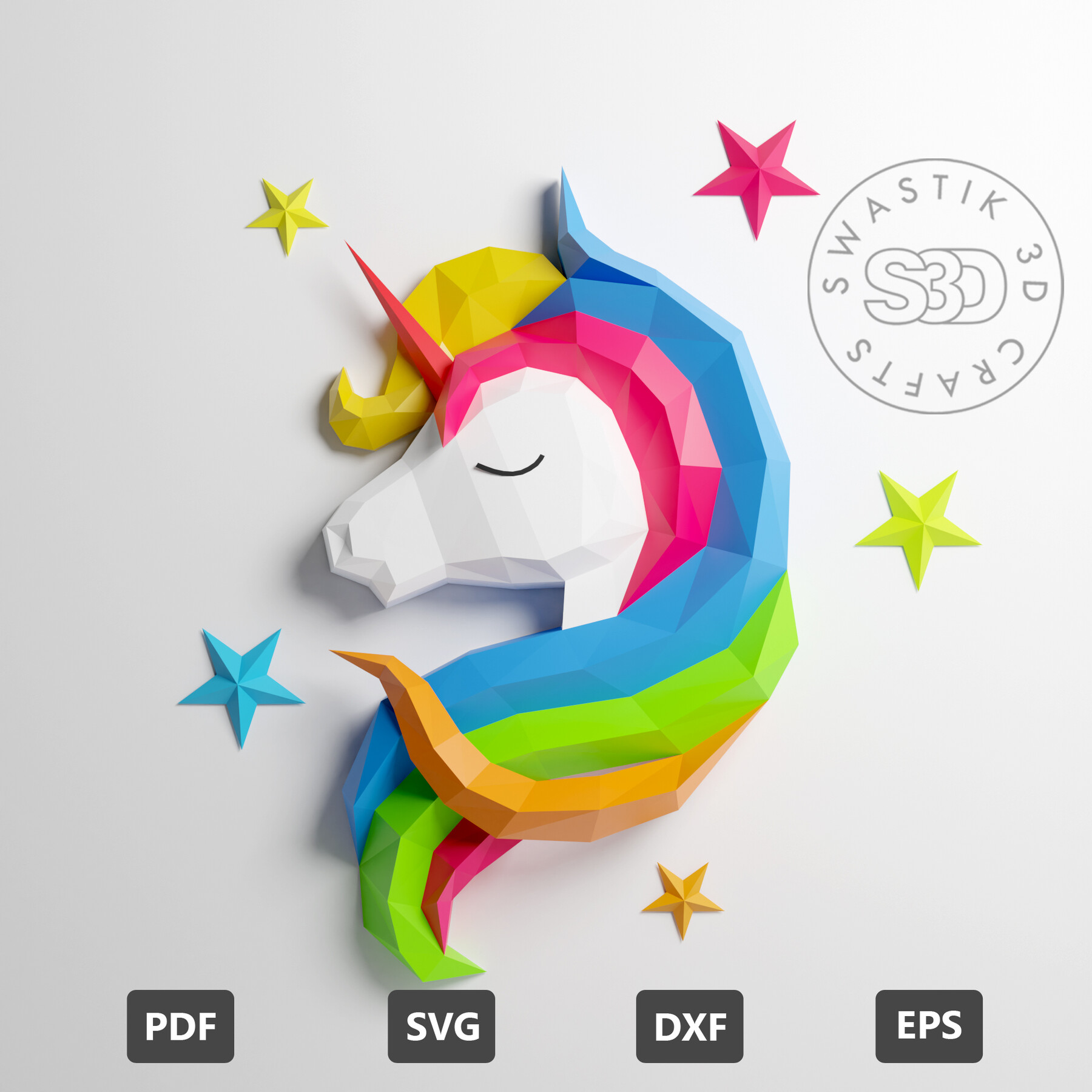 ArtStation - Unicorn Paper craft PDF Template, Lowpoly Unicorn model ...